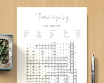 Thanksgiving Word Search - Etsy