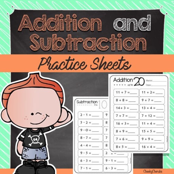 Addition and Subtraction Practice Sheets | Etsy