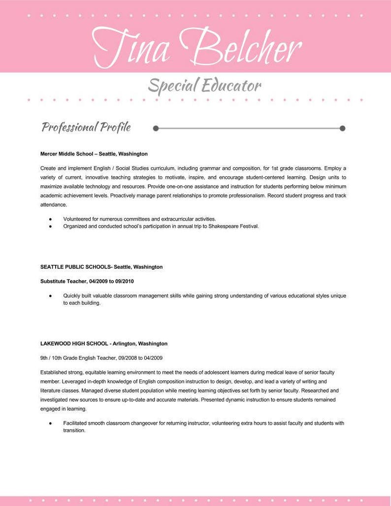 PINK Professional Resume Template CV Template Powerpoint - Etsy