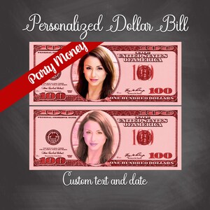 SAME DAY - Personalized 100 Dollar Bill RED - Party Money | Classroom ...