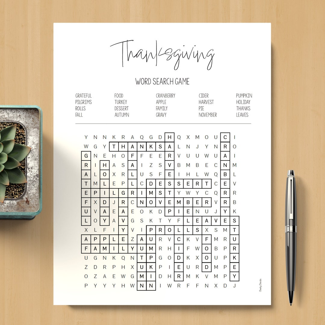 Thanksgiving Word Search Game | Word Puzzle Autumn Themed ...
