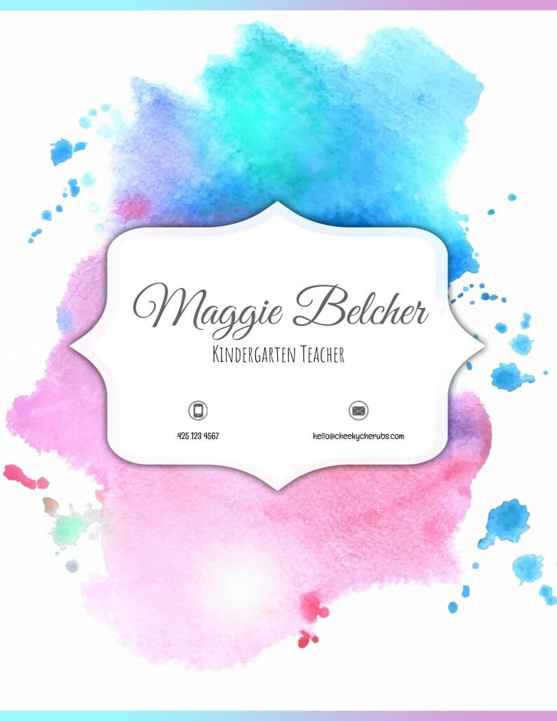 Teacher Portfolio Template watercolor Resume Template | Etsy