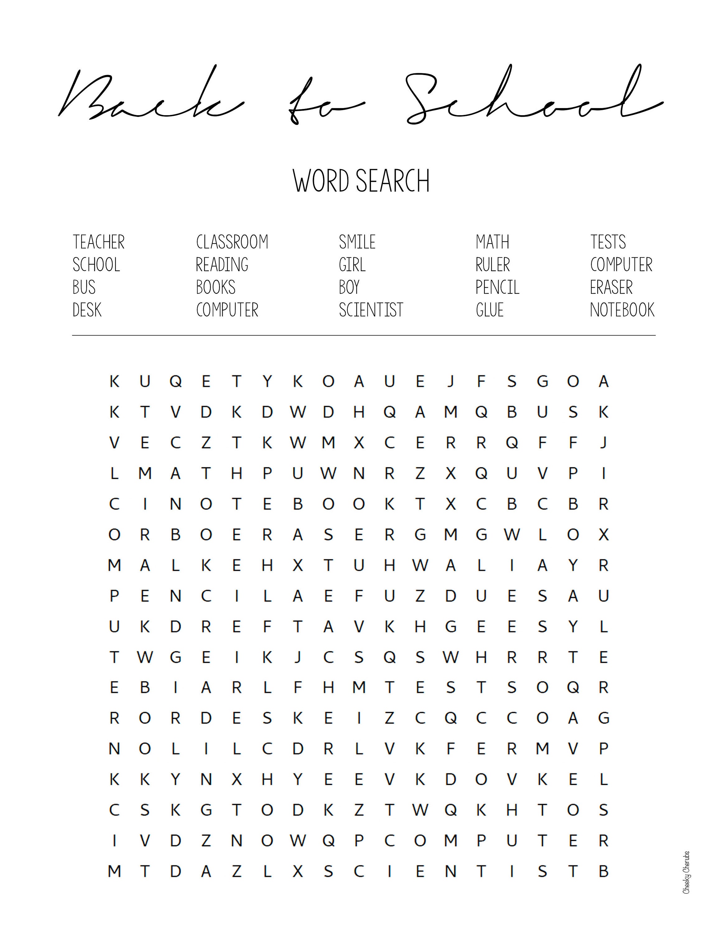 Back to School Word Search Puzzle Game With Answer Keys - Etsy