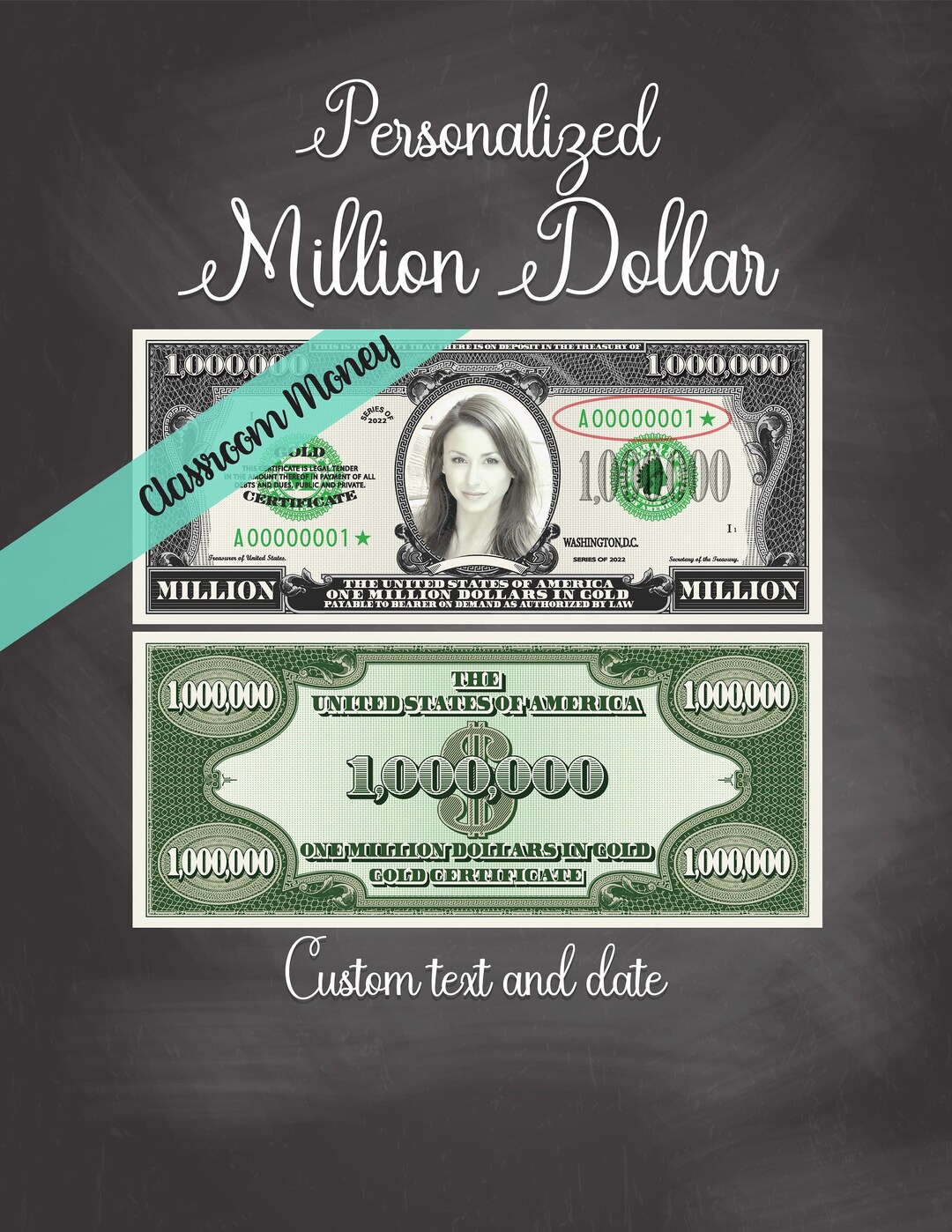 Personalized Million Dollar Bill - Teacher Money | Classroom Money With ...