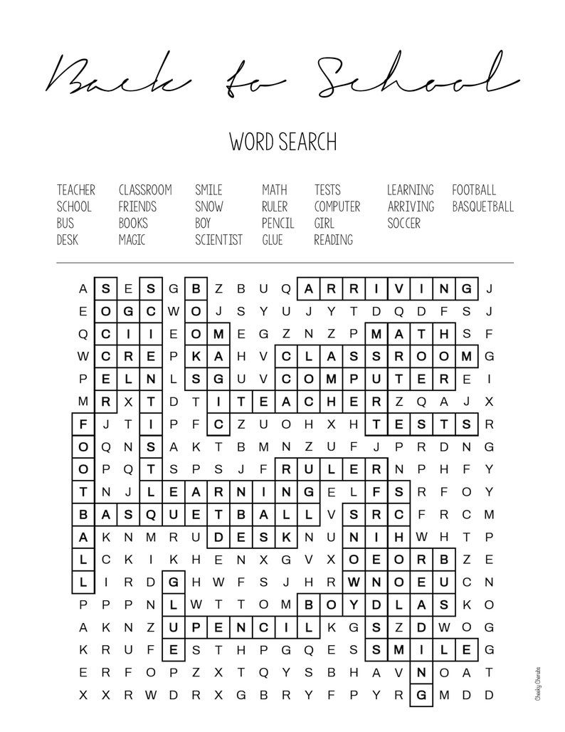 Back to School Word Search Puzzle Game With Answer Keys - Etsy
