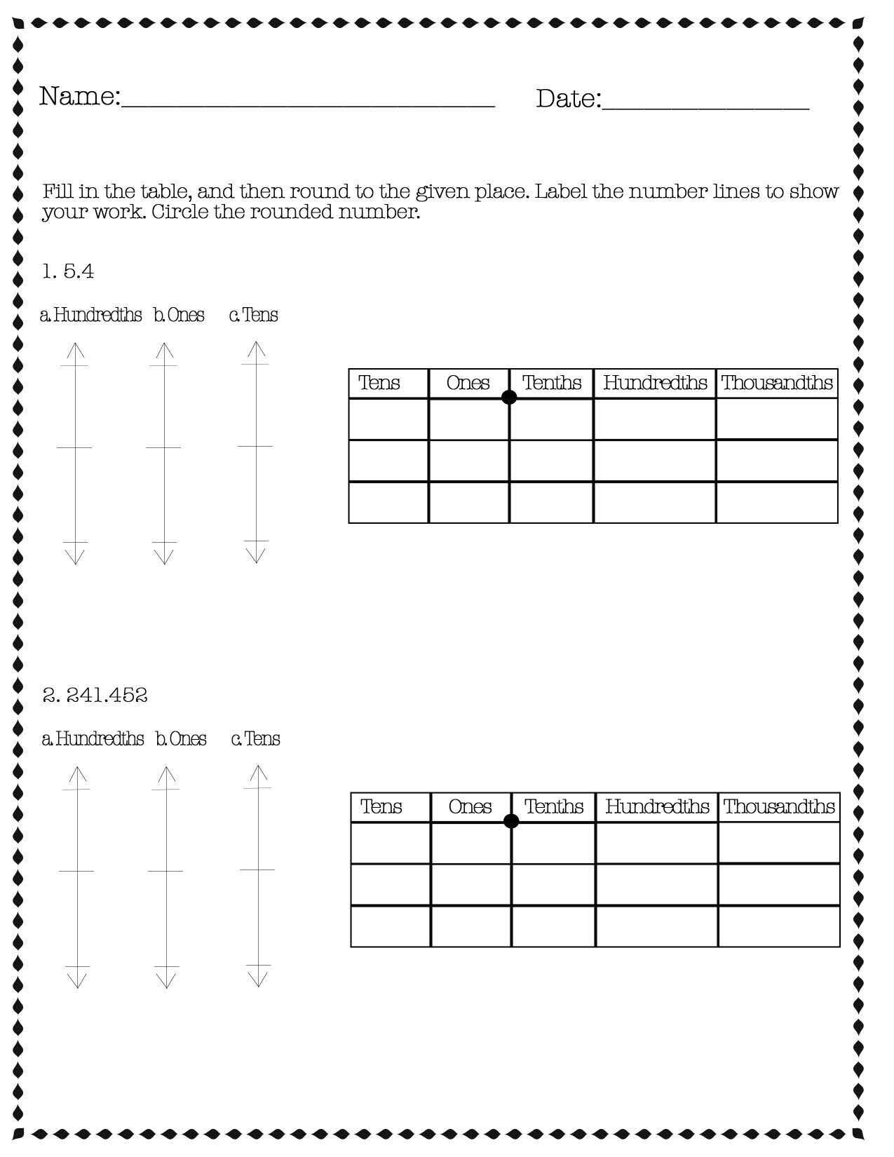 Eureka Math | Engage NY - Extra Worksheets for 5th Grade (module 1) - Etsy