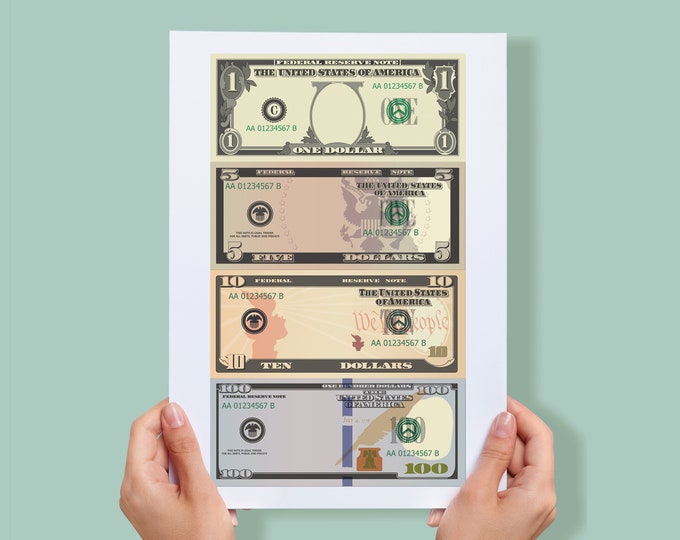 NEW 100 Dollar Bill Template - Letter Page With 4 Real Size Dollar ...