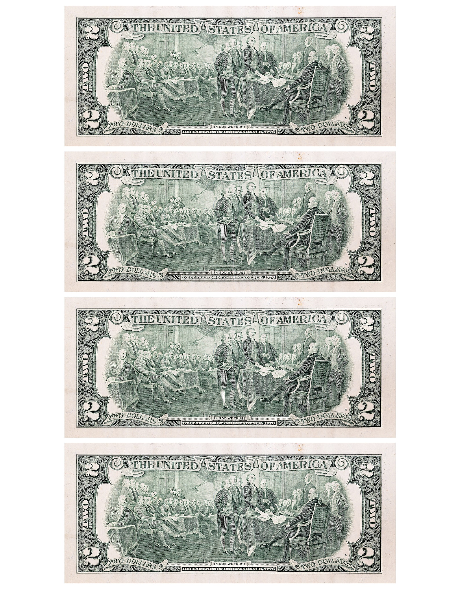 2 Dollar Bill Template - Letter Page With 4 Real Size Dollar Bills ...