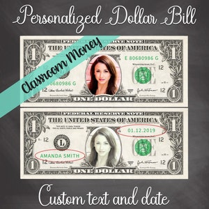 Personalized Dollar Bill - Teacher Money | Classroom Money With Your ...