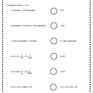 Eureka Math | Engage NY - Extra Worksheets for 5th Grade (module 1) - Etsy