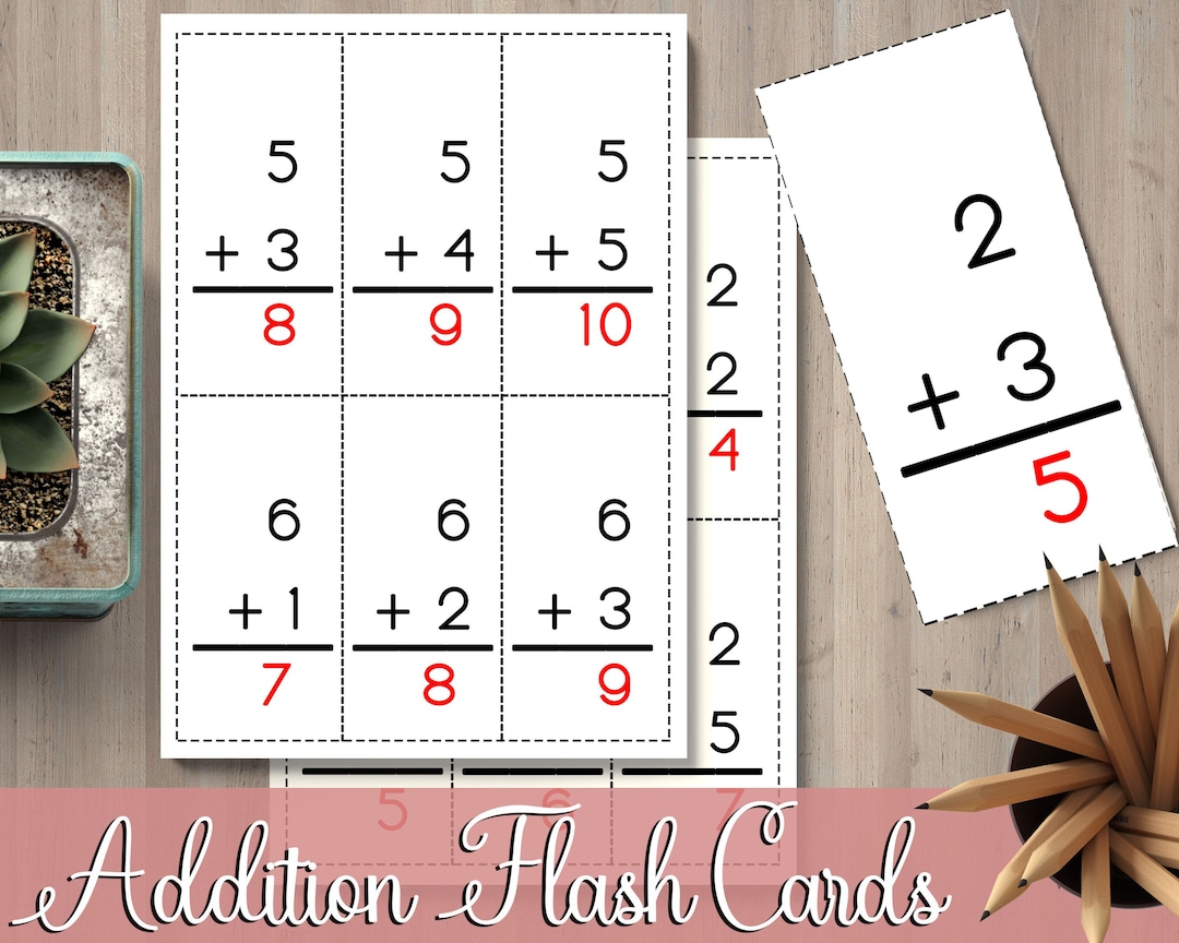Addition Flash Cards - up to 10 | Math Cards - Etsy