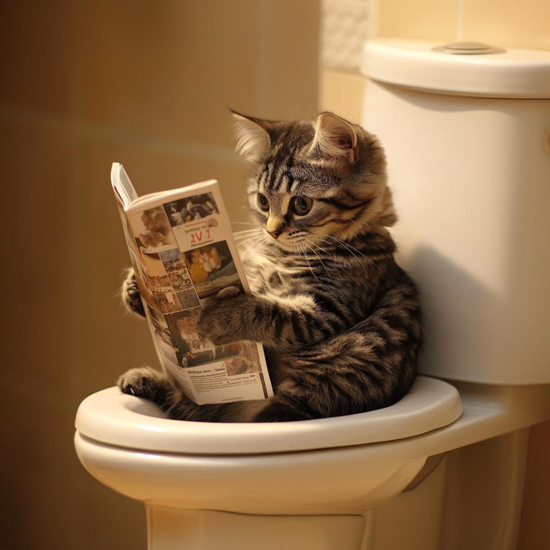 Cat Sitting on a Toilet | Cute Cat | Funny Cat Image - Etsy