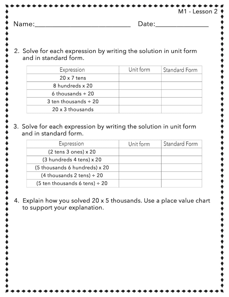 Eureka Math Engage NY Extra Worksheets for 4th Grade - Etsy