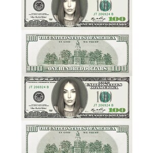 100 Dollar Bill Template - Letter Page With 4 Real Size Dollar Bills ...