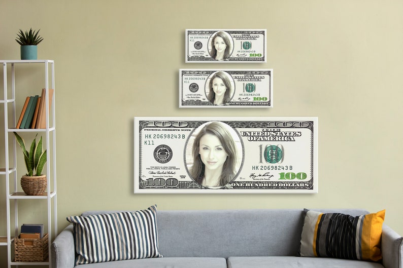 Personalized 100 Dollar Bill Canvas Print Custom Canvas - Etsy