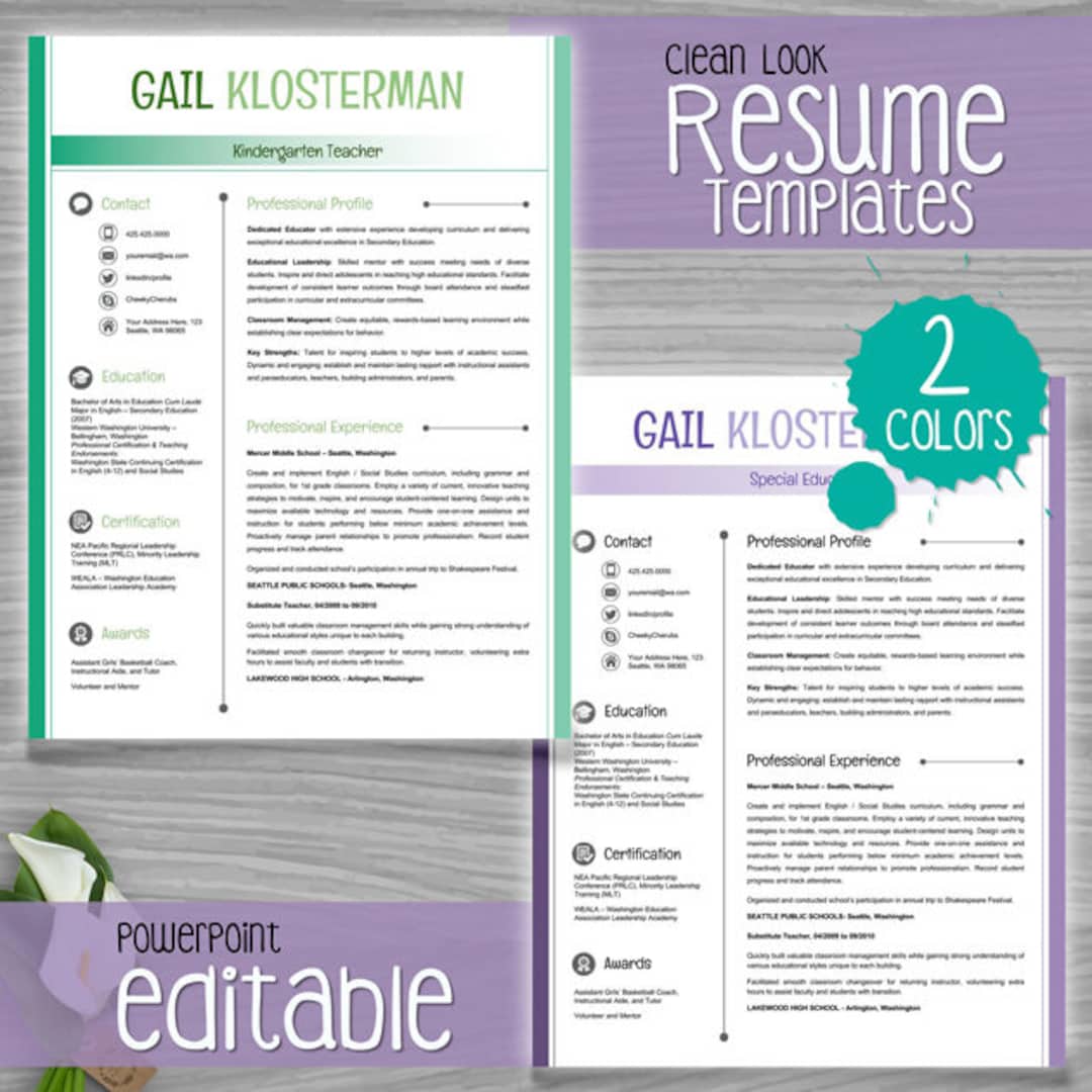 Professional Teacher Resume Template | CV Template | Powerpoint ...