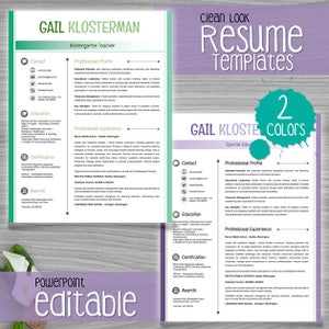 Professional Teacher Resume Template | CV Template | Powerpoint ...