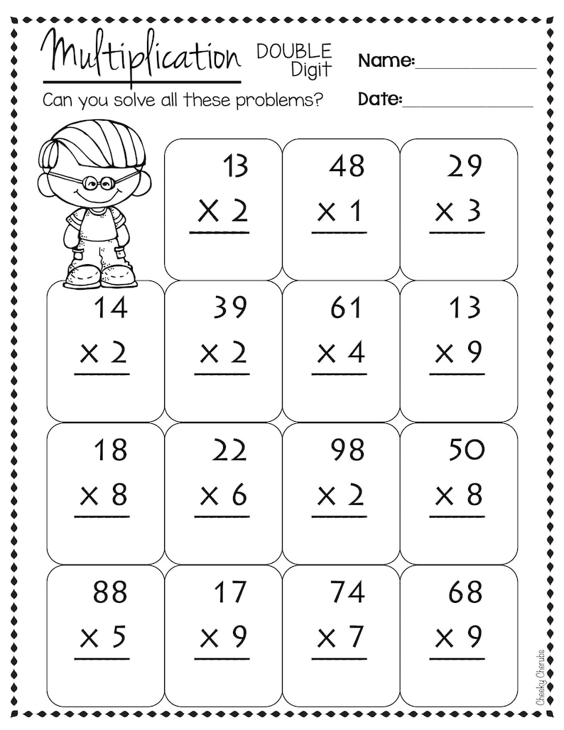 Multiplication Double Digits Practice Sheets - Etsy