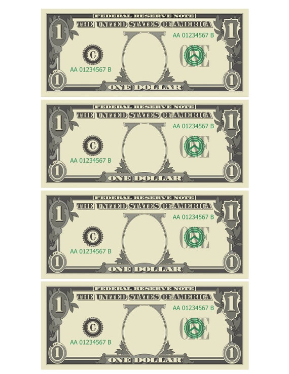 Dollar Bill Actual Size Templates 20/50/100pcs USD 100 Dollars 24k