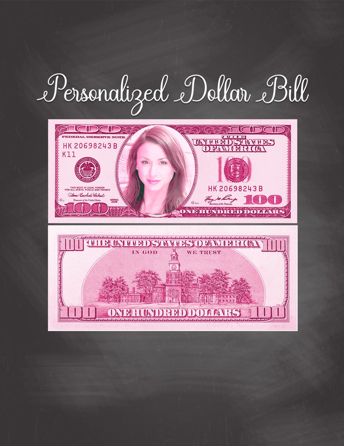 Personalized 100 Dollar Bill PINK Teacher Money Classroom - Etsy