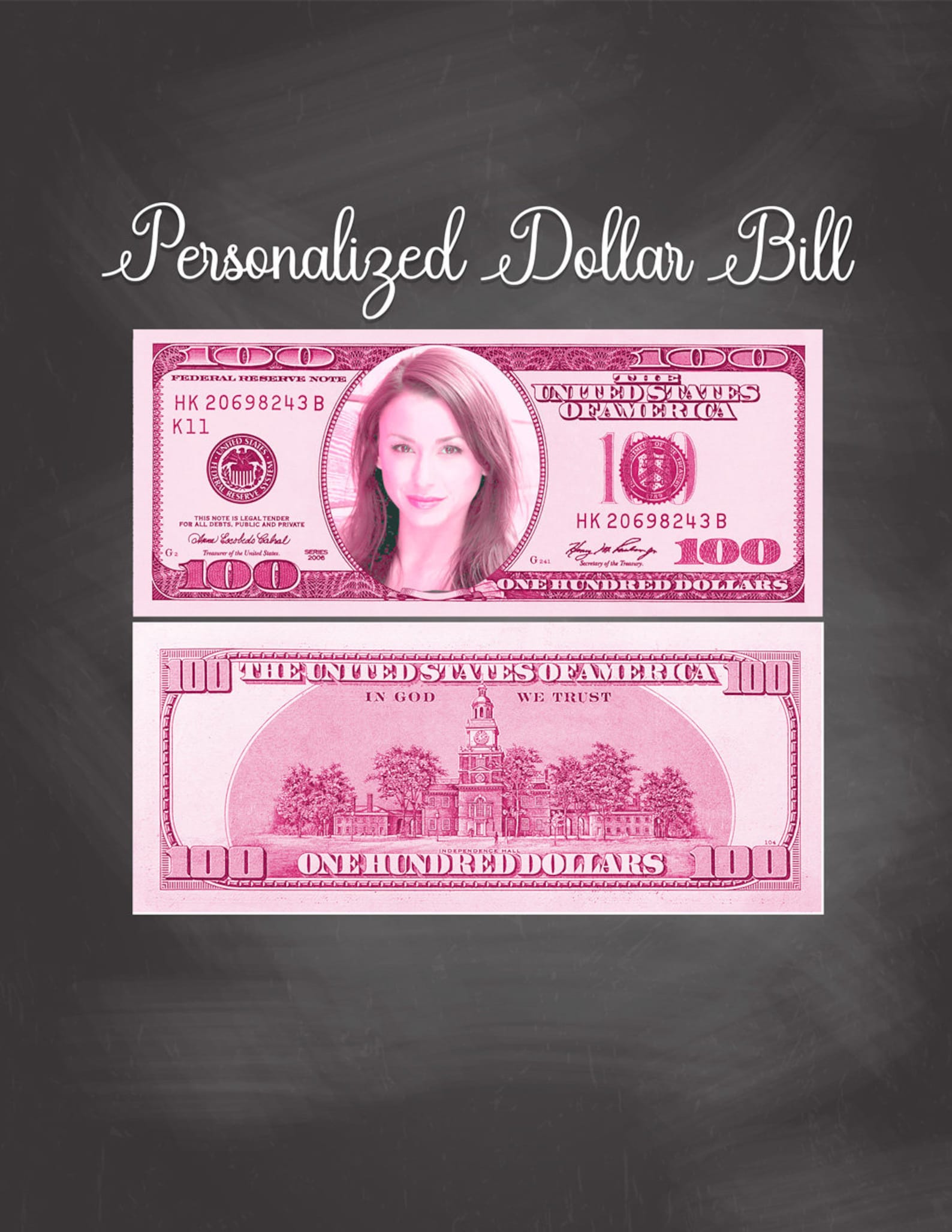 Personalized 100 Dollar Bill PINK - Teacher Money | Classroom Money ...
