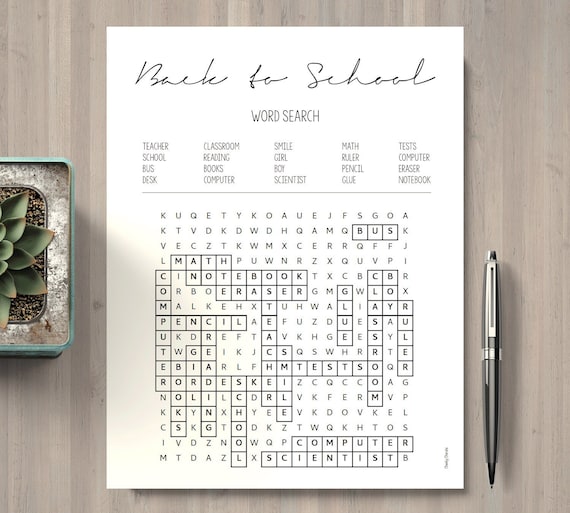 Word Search Game Word Puzzle School Themed Back to School - Etsy