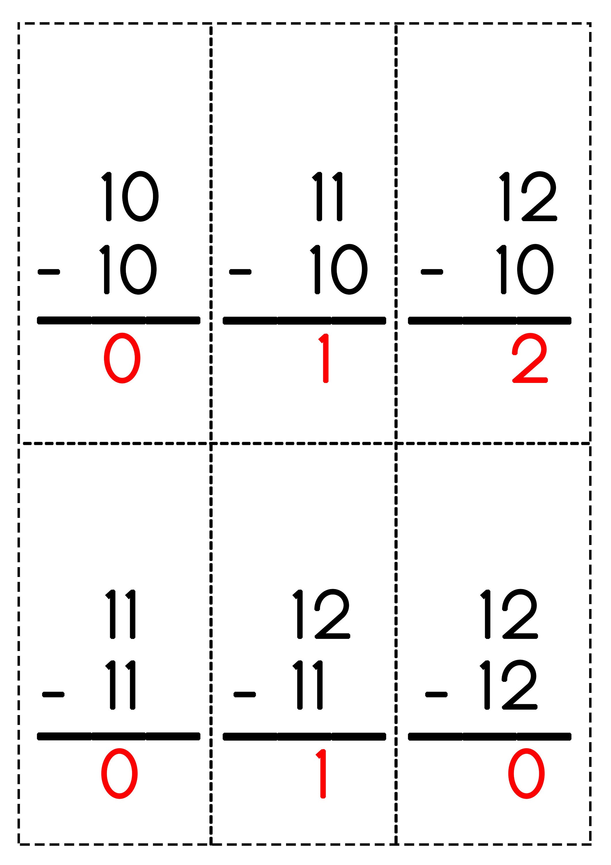 Subtraction Flash Cards - up to 12 | Math Cards - Etsy