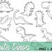 Cute Dinos | Coloring Dinosaur Bundle | Dinosaurs Clip Art | Digital ...
