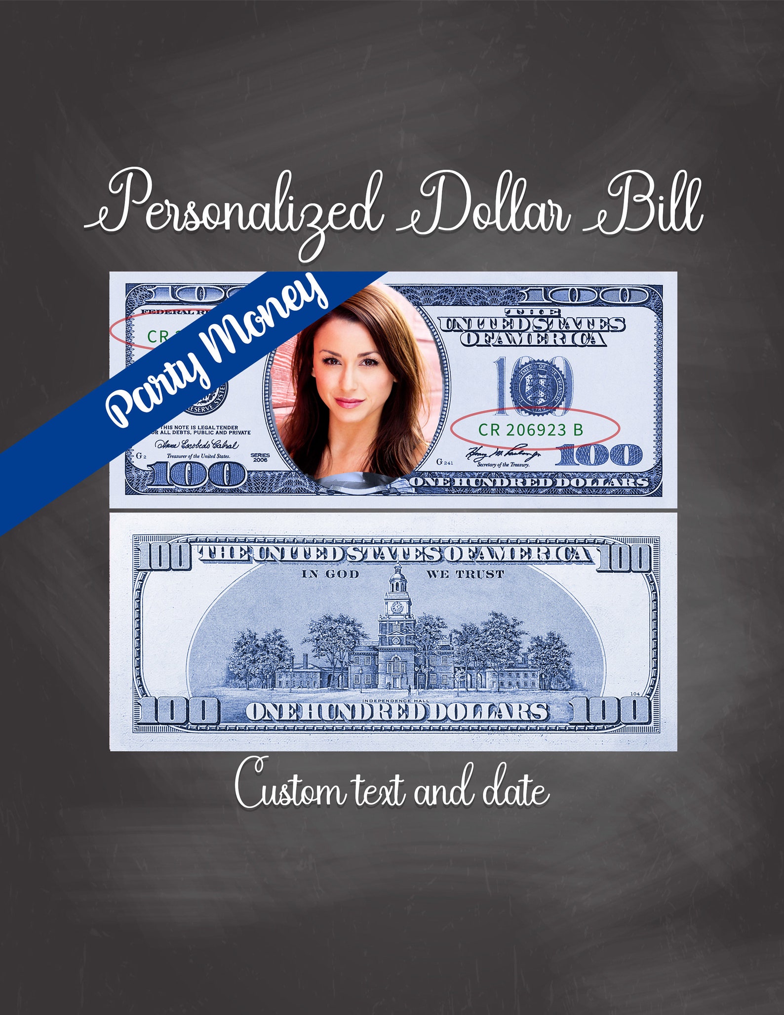 Personalized 100 Dollar Bill BLUE Teacher Money Classroom - Etsy