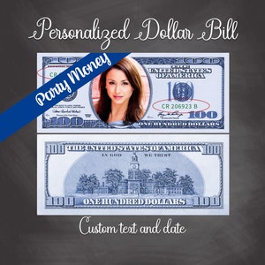 Personalized 100 Dollar Bill BLUE Teacher Money Classroom Money With ...