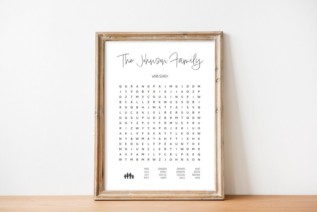 Custom Family Word Search | Word Search Puzzle Family Themed ...