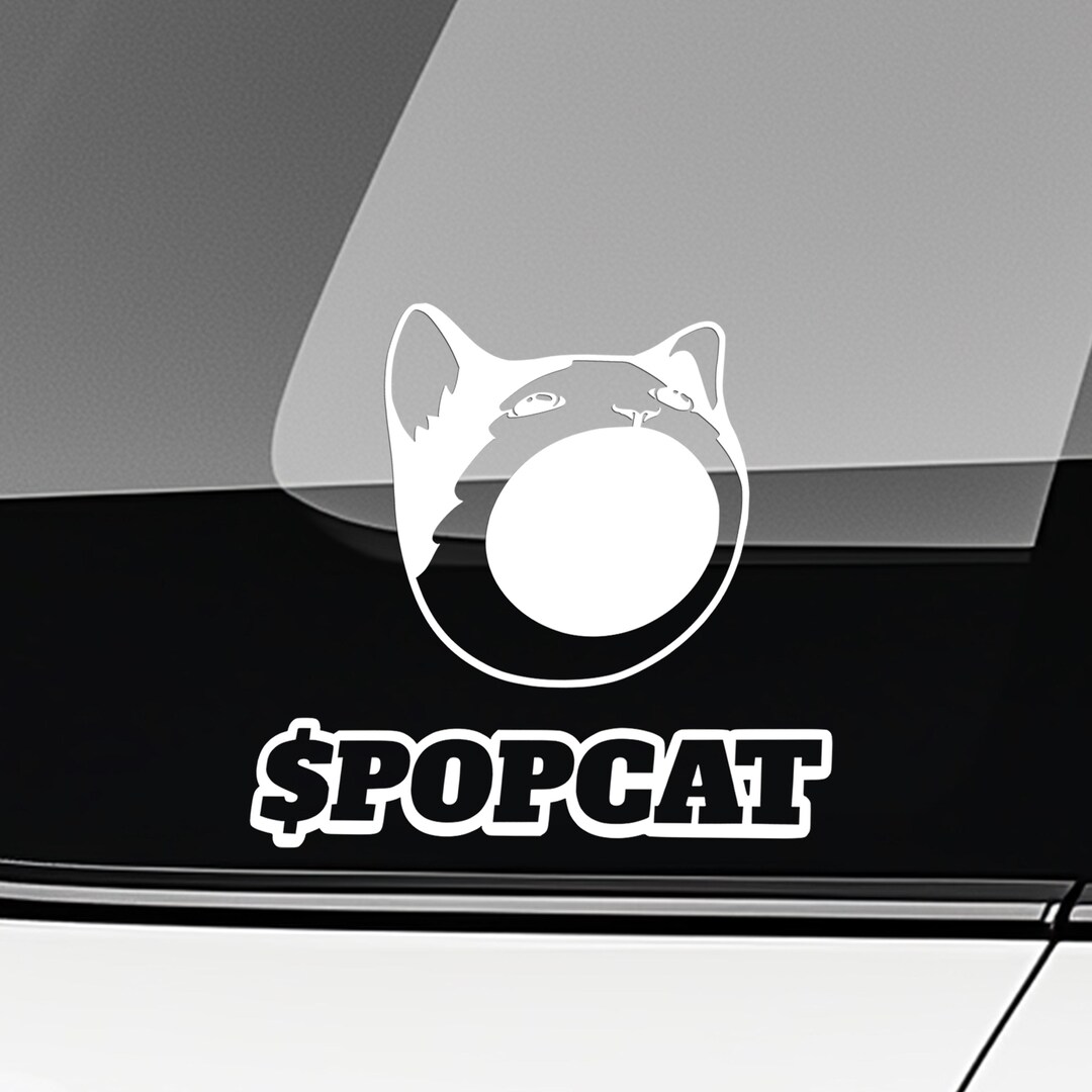 POPCAT Memecoin Car Window Sticker | Monochromatic One-color Decal - Etsy