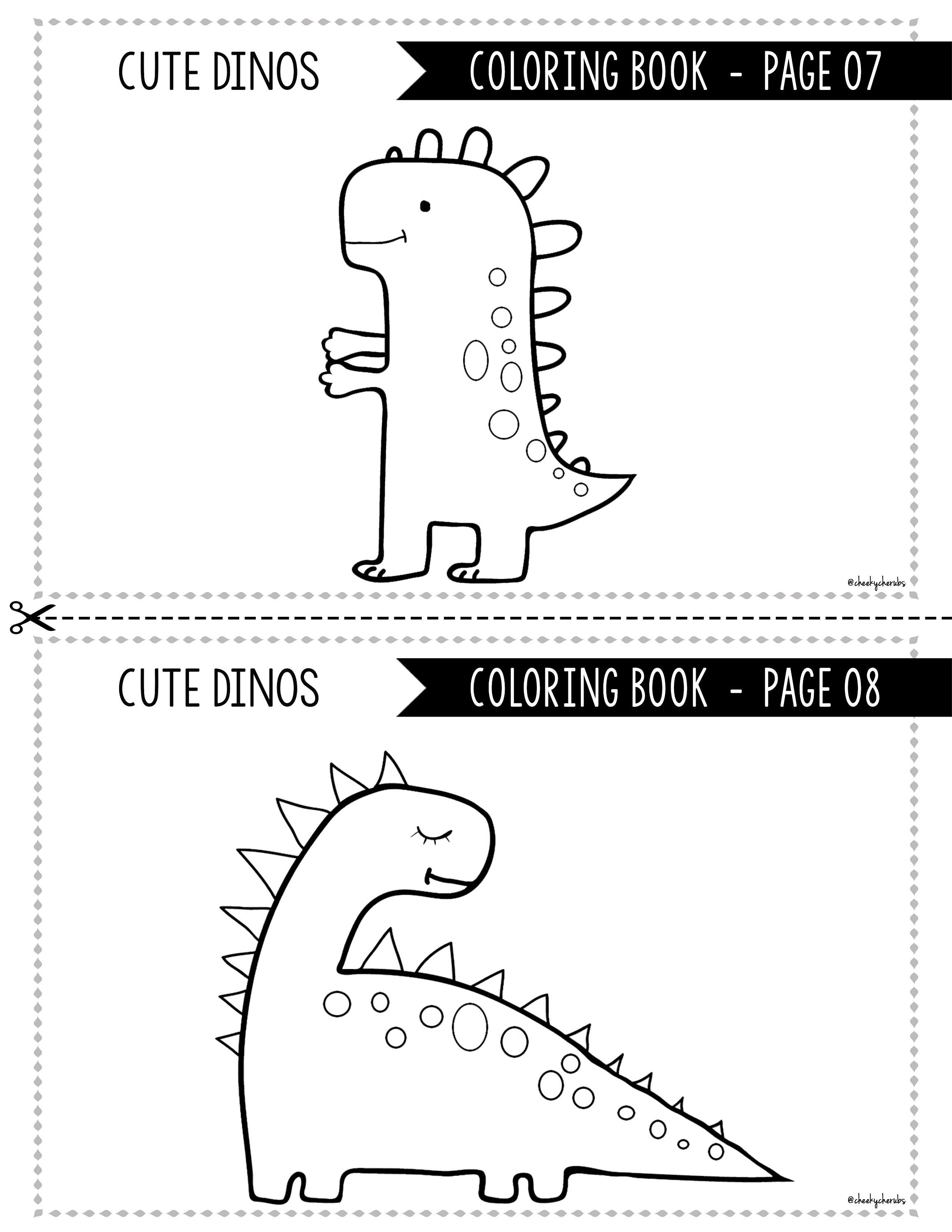 Cute Dinos Coloring Book Coloring Dinosaur Bundle Digital - Etsy