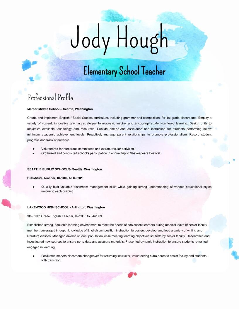 Teacher Portfolio Template watercolor Resume Template - Etsy
