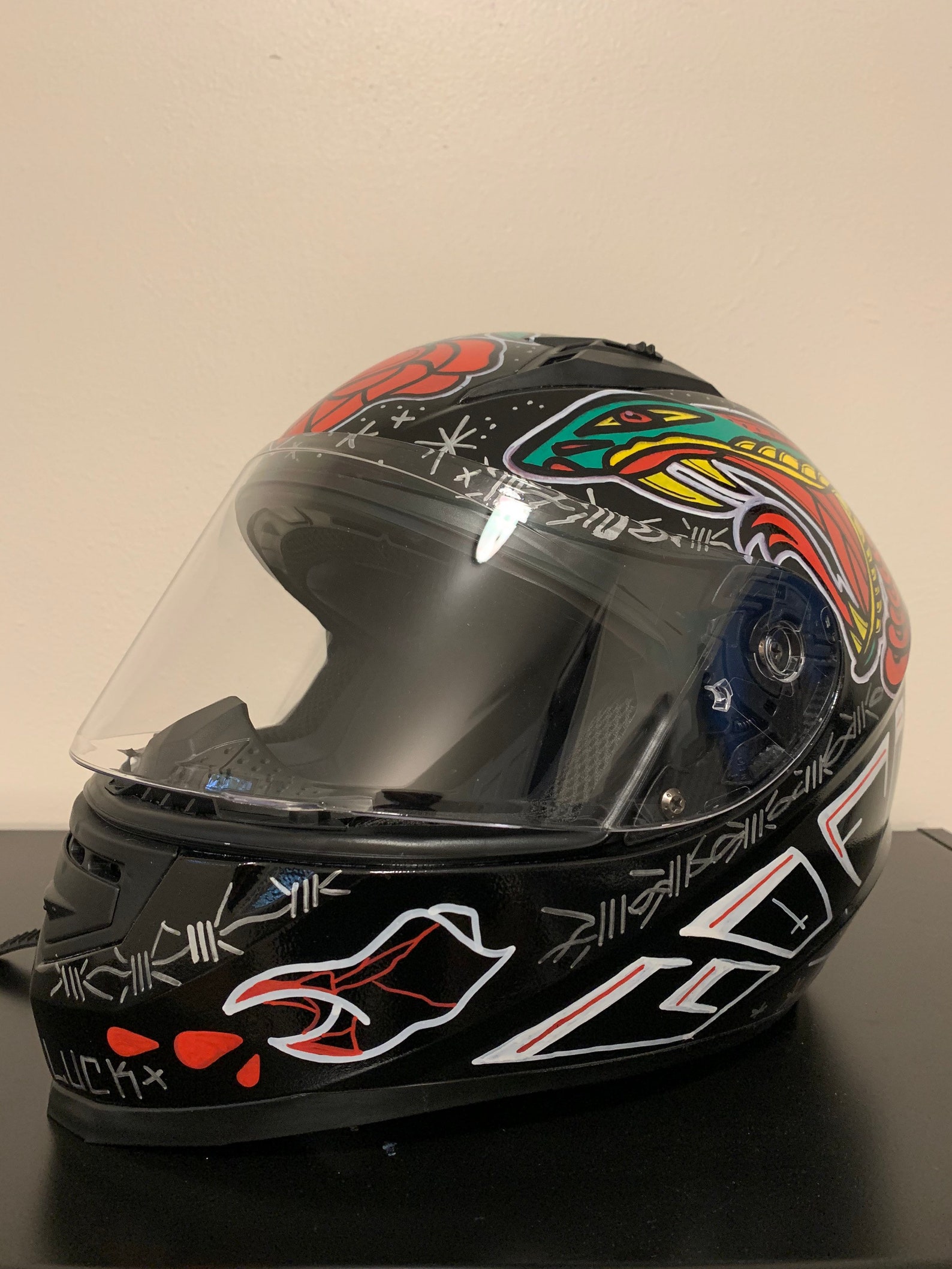 Hand Painted Motorcycle Helmet Custom Traditional Motorcycle - Etsy