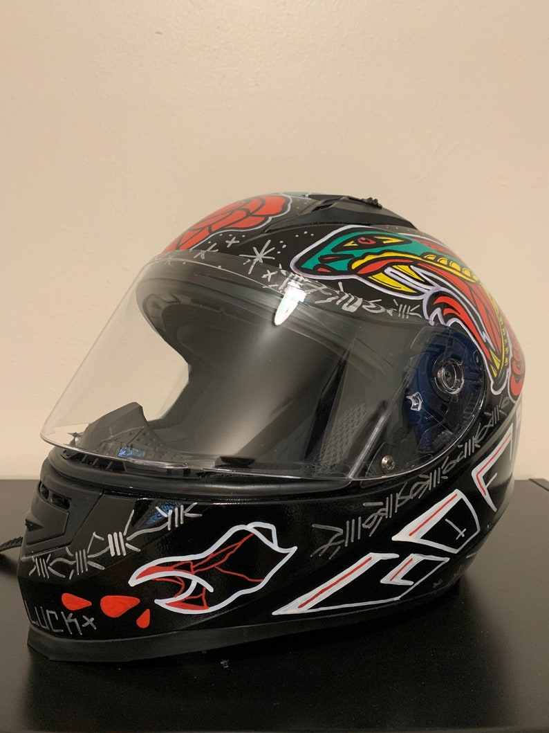 Hand Painted Motorcycle Helmet Custom Traditional Motorcycle - Etsy