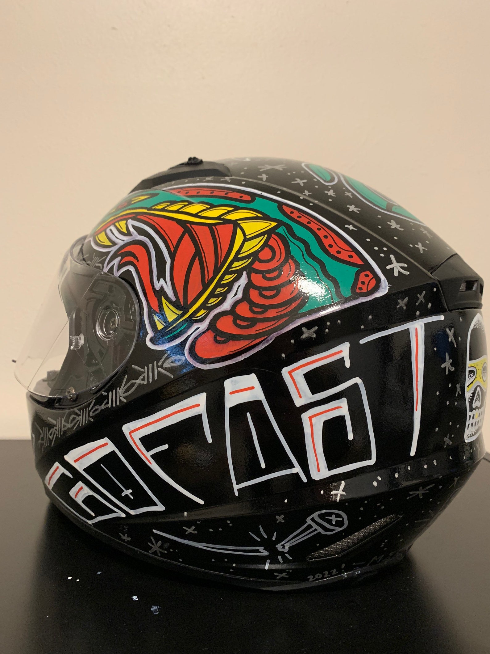 Hand Painted Motorcycle Helmet Custom Traditional Motorcycle - Etsy