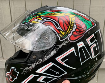 Hand Painted Garage Art "ftw" Vintage Motorcycle Half Helmet - Etsy