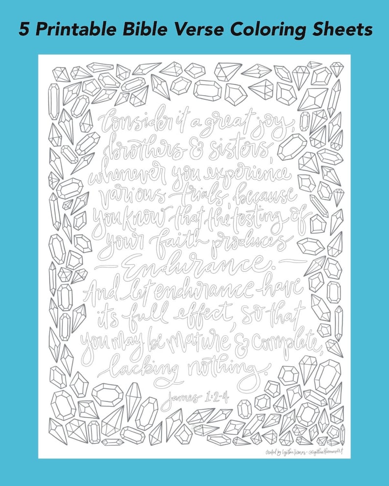 Bible Verse Coloring Pages | 5 Pages | Scripture Coloring Sheets ...