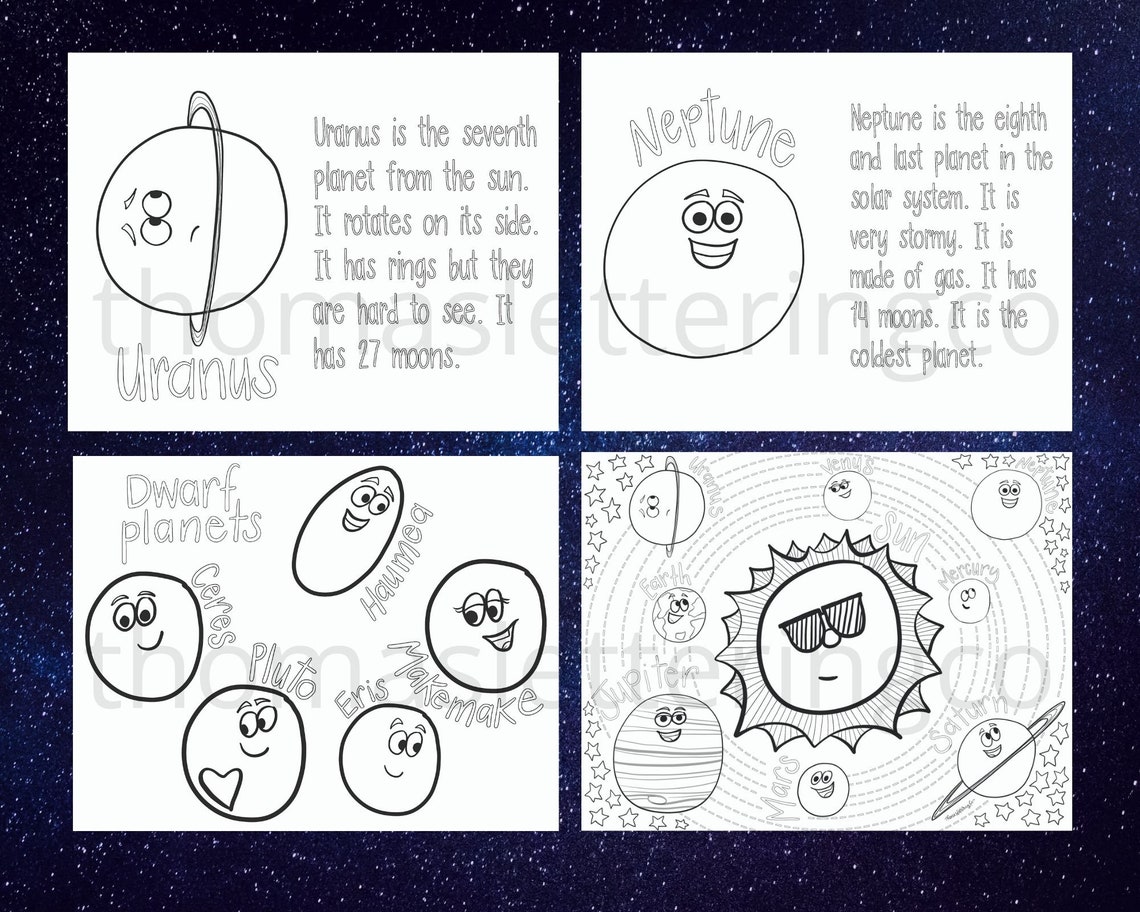 Solar System Facts Printable Coloring Book Instant Download | Early ...