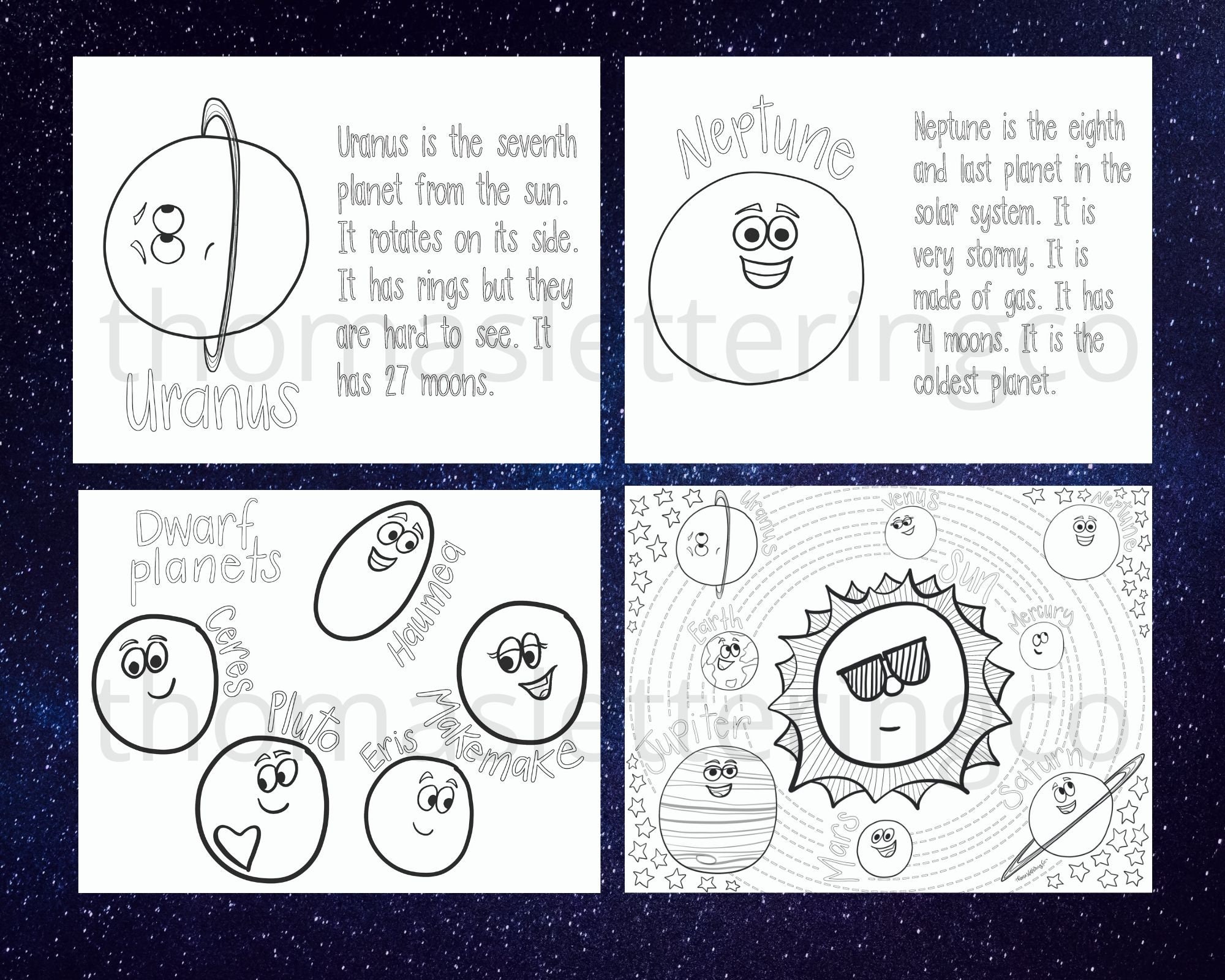 Solar System Facts Printable Coloring Book Instant Download | Early ...