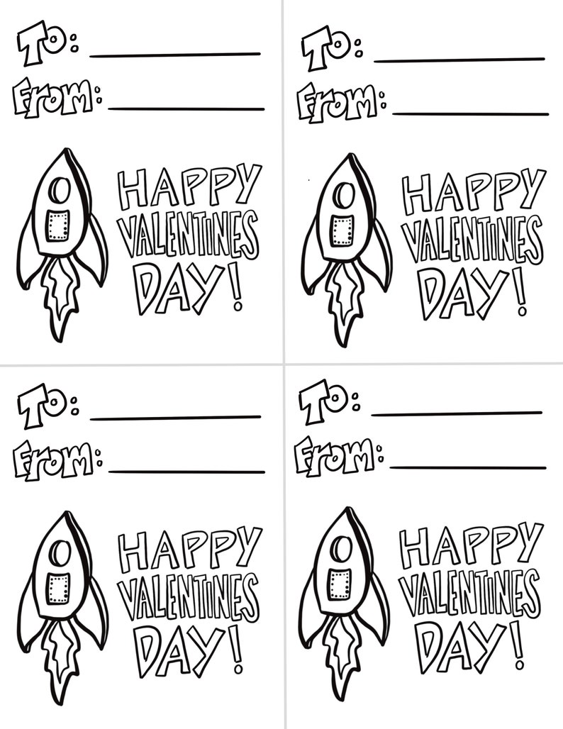 Solar System Printable Coloring Valentines Cards - Etsy