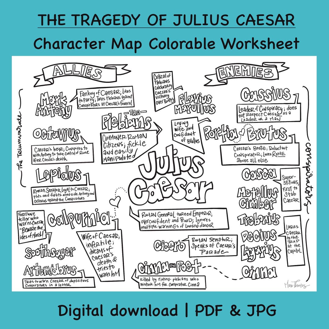 The Tragedy of Julius Caesar Character Map | Shakespeare | Classical ...