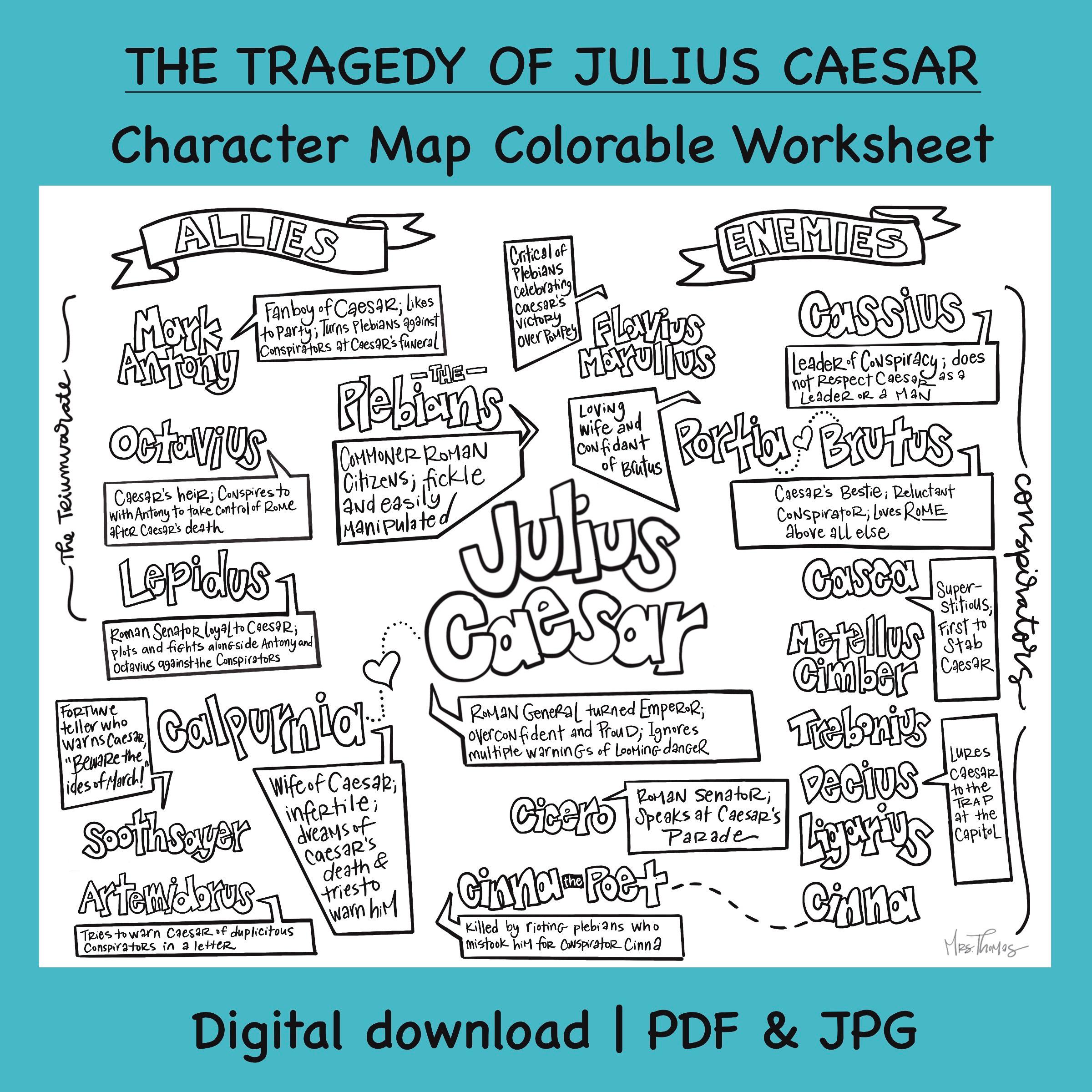 The Tragedy of Julius Caesar Character Map | Shakespeare | Classical ...