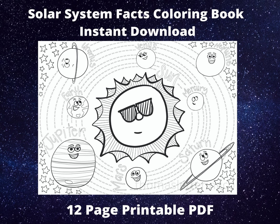 Solar System Facts Printable Coloring Book Instant Download | Early ...