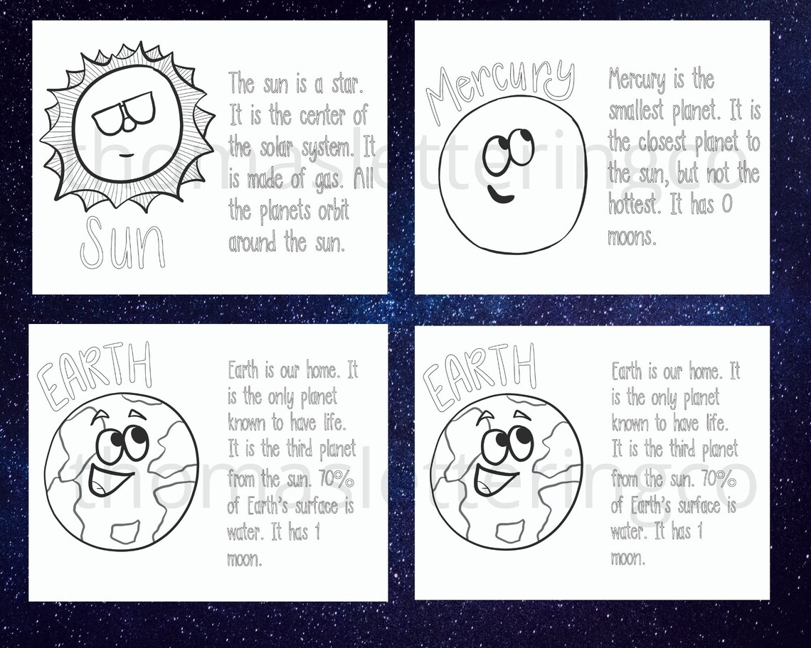 Solar System Facts Printable Coloring Book Instant Download | Early ...