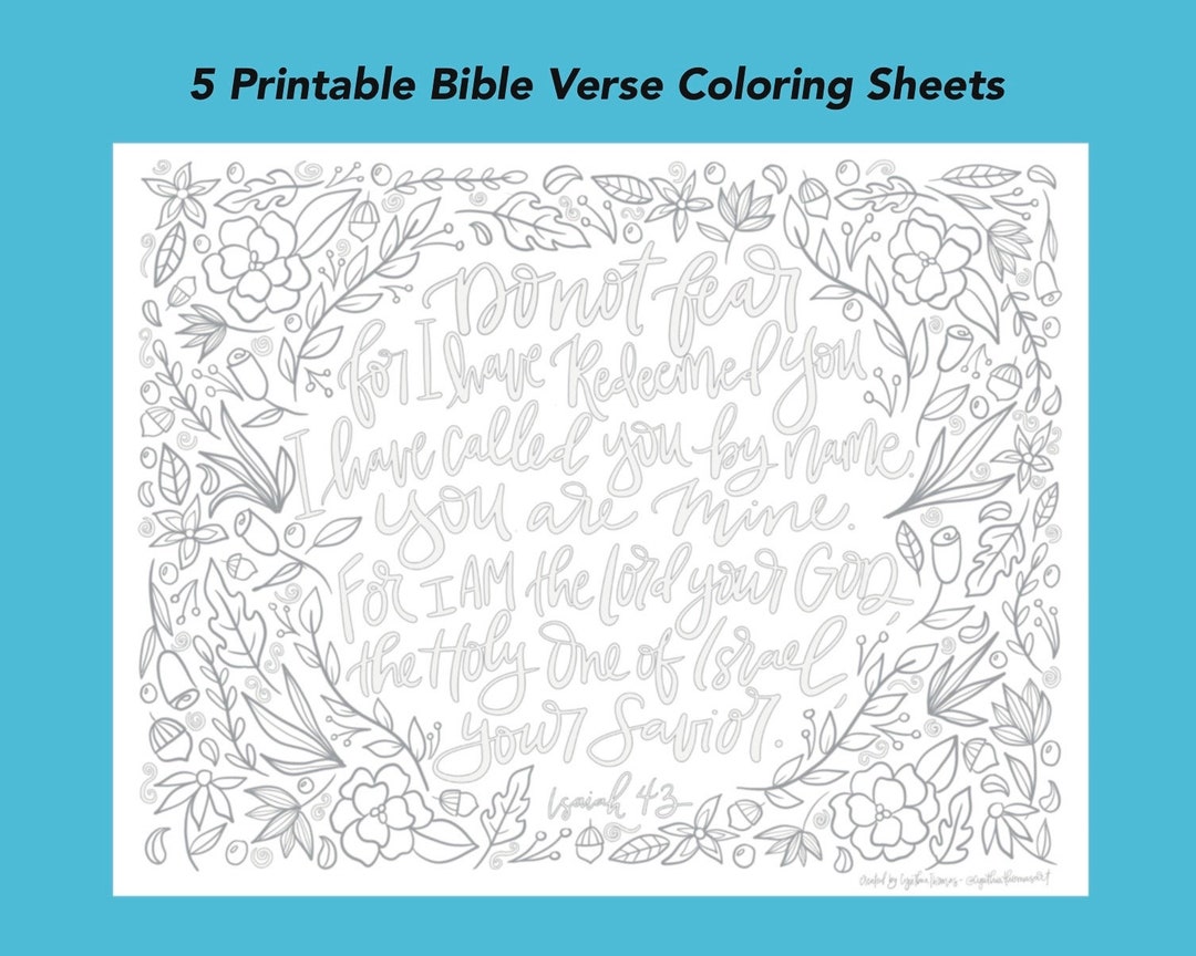 Bible Verse Coloring Pages | 5 Pages | Scripture Coloring Sheets ...
