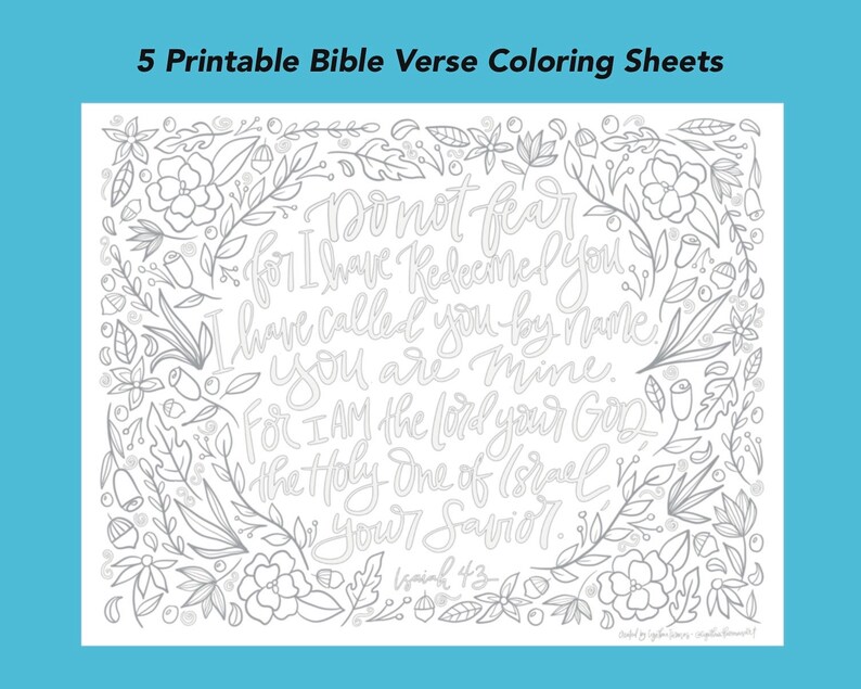 Bible Verse Coloring Pages | 5 Pages | Scripture Coloring Sheets ...