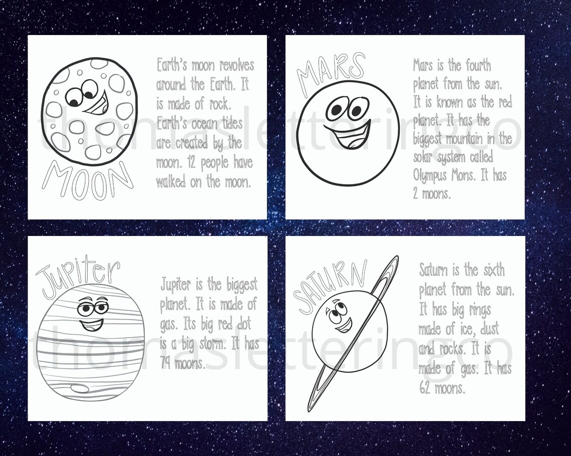 Solar System Facts Printable Coloring Book Instant Download | Early ...