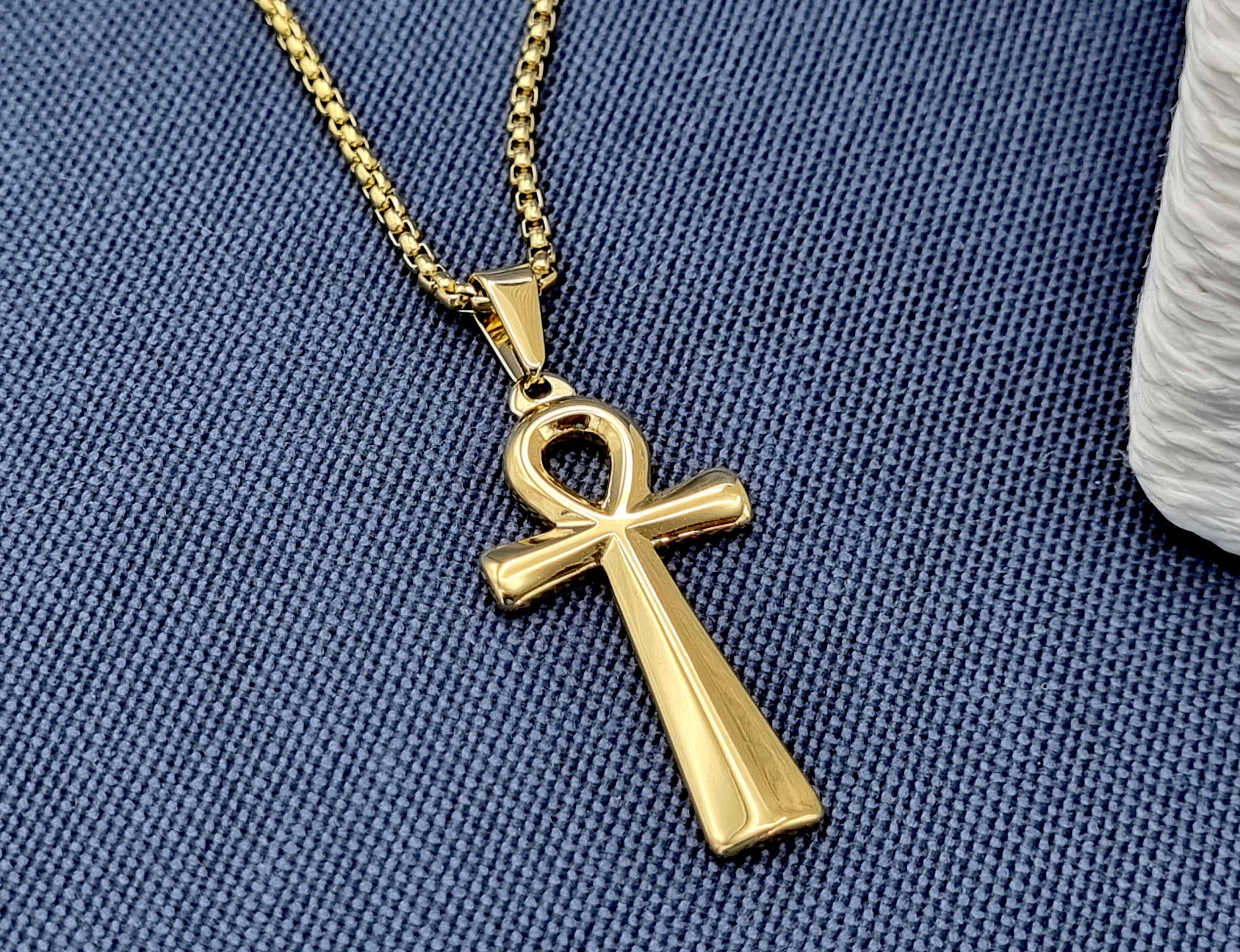 Ankh Cross Necklace Stainless Steel Gold Ankh Pendant - Etsy